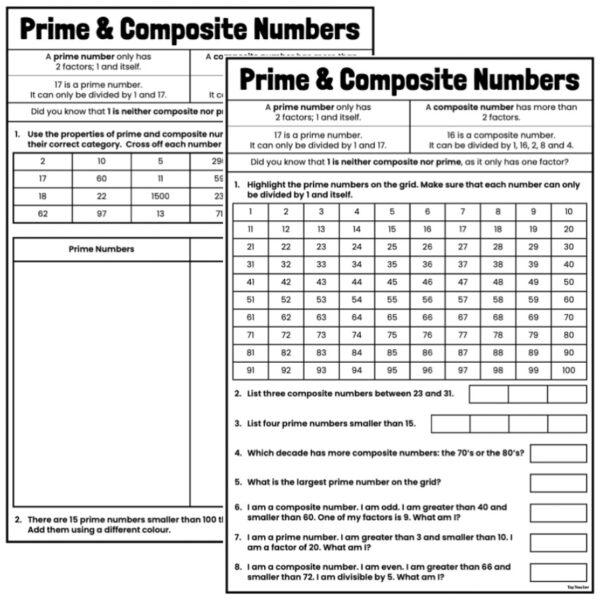 Prime & Composite Numbers Worksheets - Top Teacher