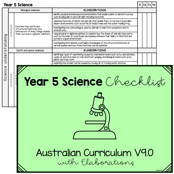 Year 5 Science Planning Checklists - Top Teacher