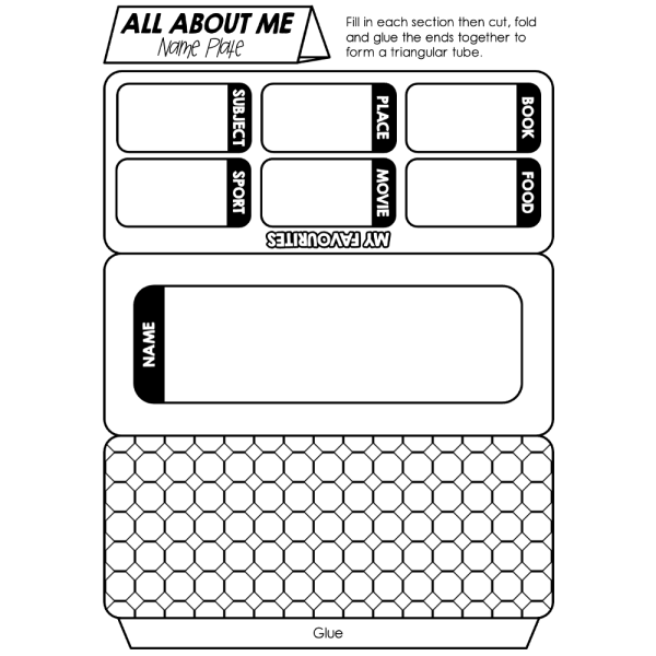 All About Me Name Plate: Back to School - Top Teacher