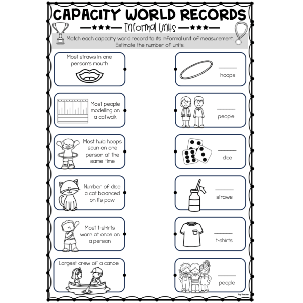 World Records: Informal Units Worksheets - Top Teacher