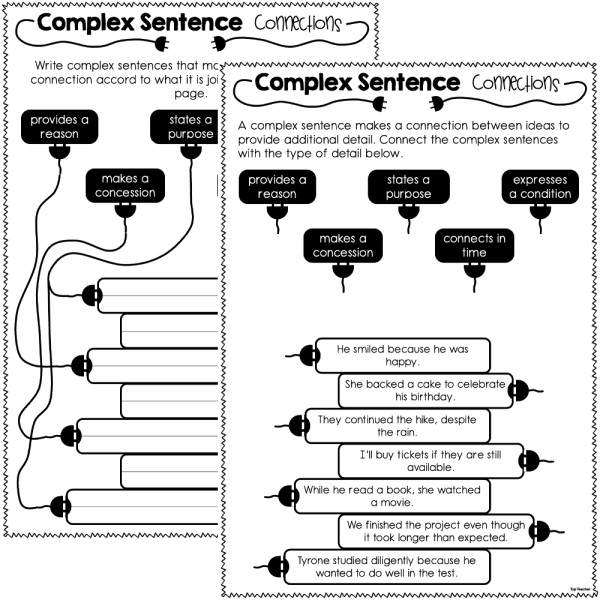 Complex Sentence Connections Worksheets - Top Teacher