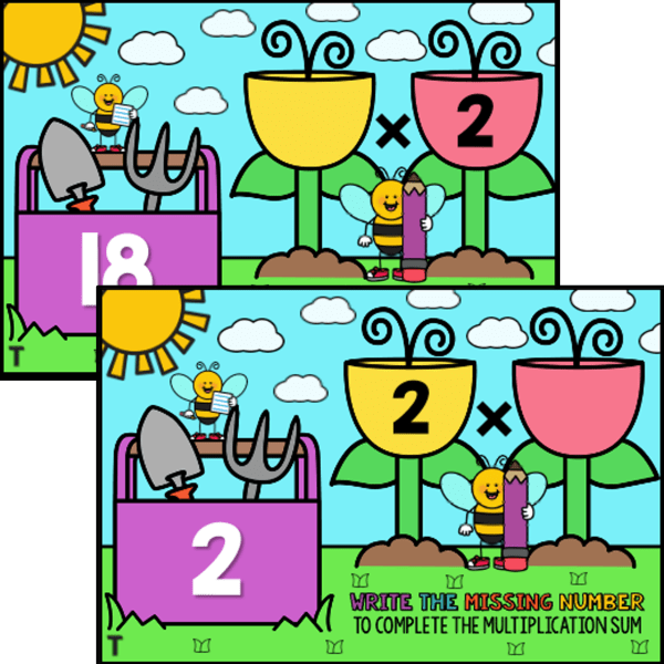 Multiplying by 2s Task Cards: Bee Blanks - Top Teacher