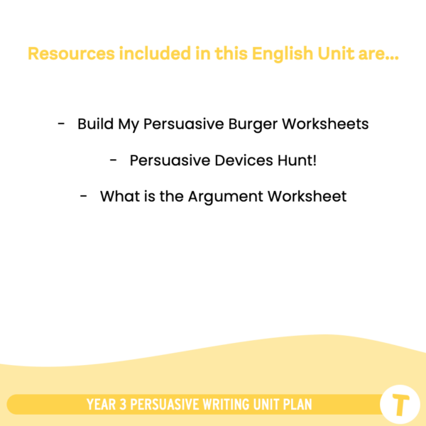 Persuasive Writing Year 3 UNIT PLAN - Top Teacher