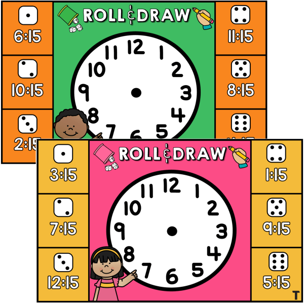 Telling Time Task Cards: Roll & Draw - Top Teacher