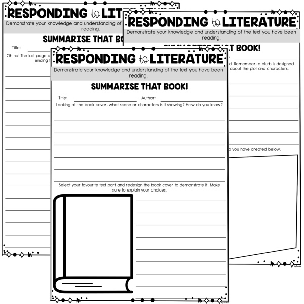 Responding to Literature: Summarise That Book! Worksheets - Top Teacher