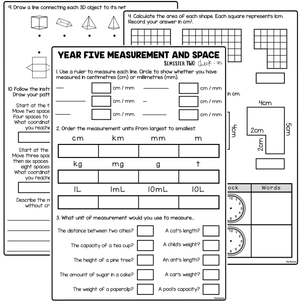 Measurement & Space Strand Assessment: Year 5 Semester 2 - Top Teacher