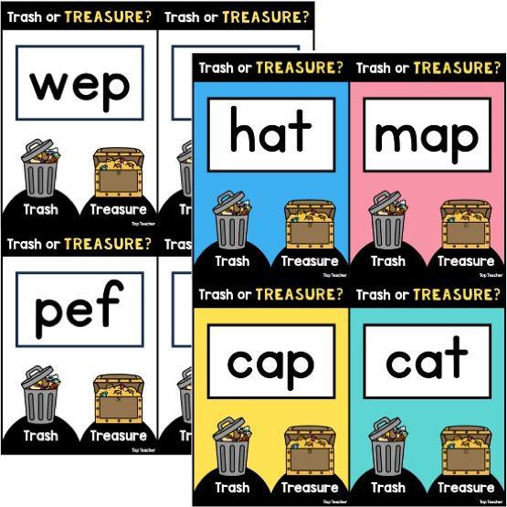 Trash or Treasure Decodable Word Clip Cards: CVC - Top Teacher