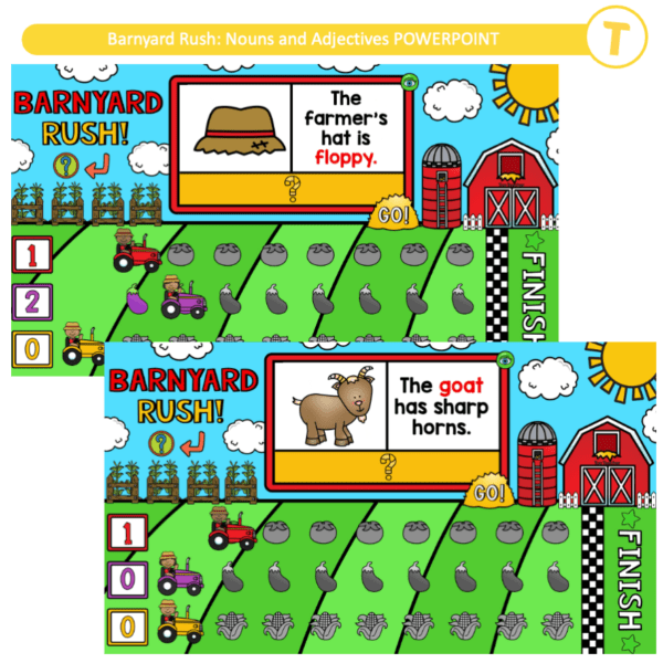 Barnyard Rush: Nouns & Adjectives POWERPOINT - Top Teacher