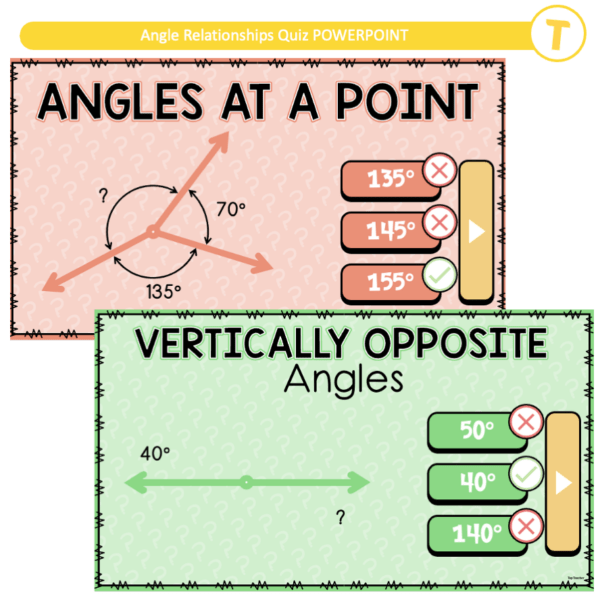 Angle Relationships Quiz POWERPOINT - Top Teacher