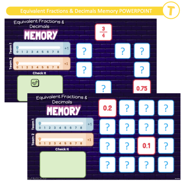 Equivalent Fractions & Decimals Memory POWERPOINT - Top Teacher