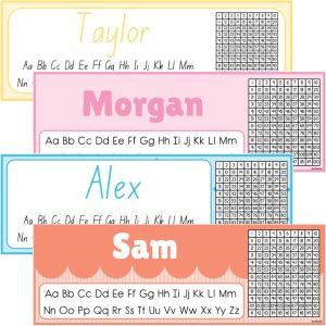 Alphabet Desk Mats Name Pastel - Top Teacher