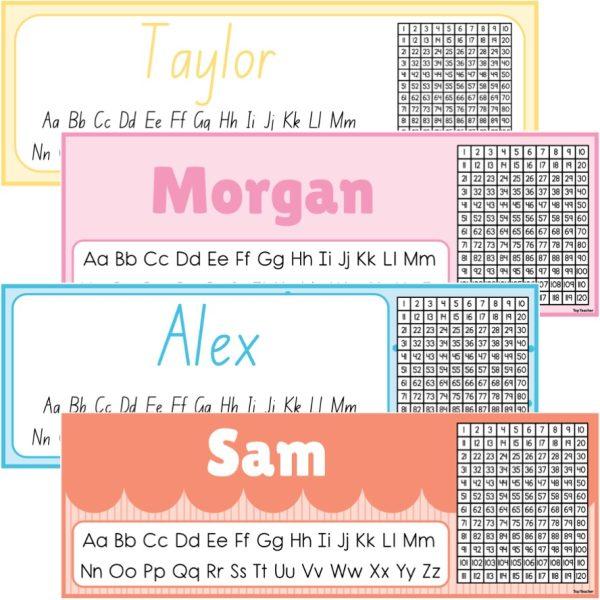 Alphabet Desk Mats Number Line Pastel - Top Teacher