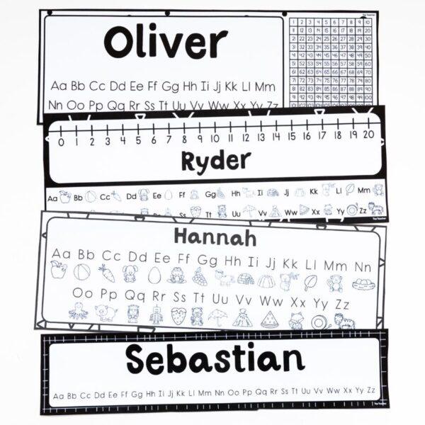 Alphabet Desk Mats Pictures Monochrome - Top Teacher