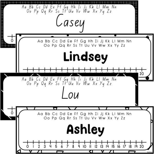 Alphabet Desk Mats Pictures Monochrome - Top Teacher