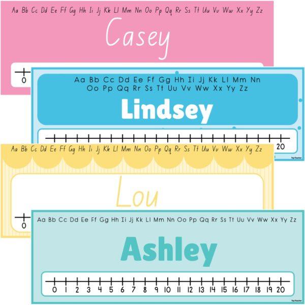 Alphabet Desk Mats Number Line Pastel - Top Teacher