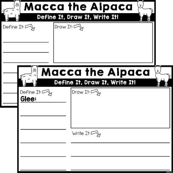 Macca the Alpaca: Define It, Draw It, Write It Vocabulary Worksheets ...