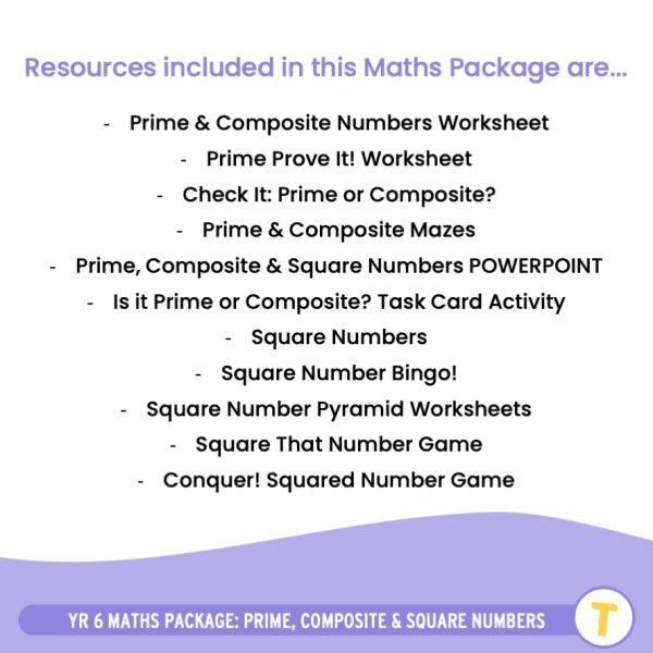 Year 6 Mathematics Package: Prime, Composite & Square Numbers - Top Teacher