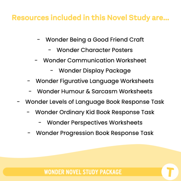 Wonder Novel Study PACKAGE - Top Teacher
