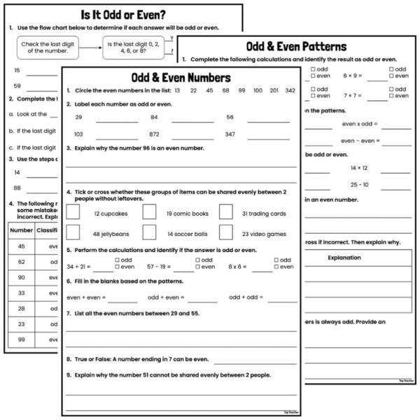Odd & Even Patterns Worksheets - Top Teacher