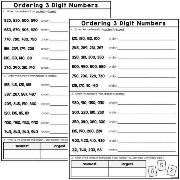 Ordering 3 Digit Numbers Worksheet Tes Year 2 Mathematics Start Right