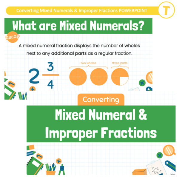 Converting Mixed Numerals & Improper Fractions POWERPOINT - Top Teacher