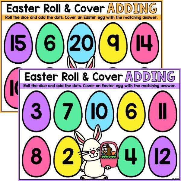 Easter Roll & Cover: Addition to 12 & 20 Game - Top Teacher