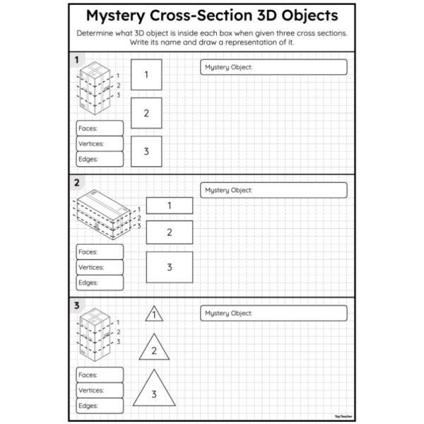 Cross-section 3D Object Nets: Prisms - Top Teacher