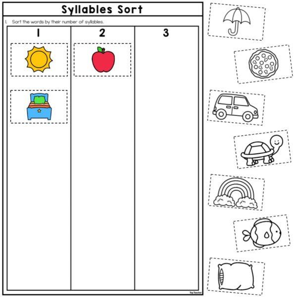 Syllables Sort: Counting Syllables Worksheets - Top Teacher