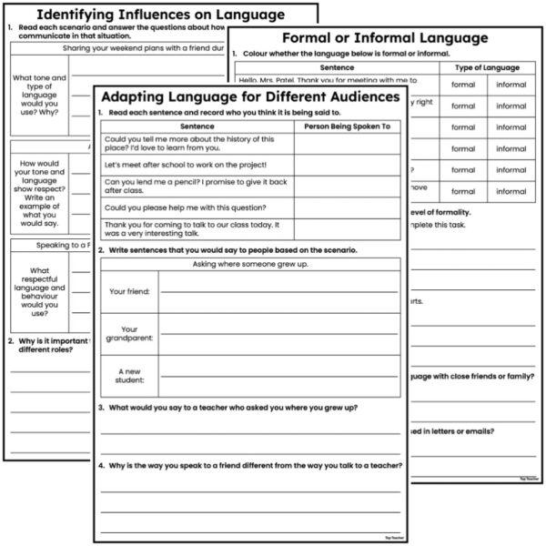 Formal or Informal Language Worksheets - Top Teacher
