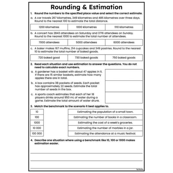 Rounding & Estimation Worksheets - Top Teacher