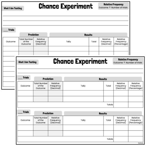 Chance Experiment Templates - Top Teacher