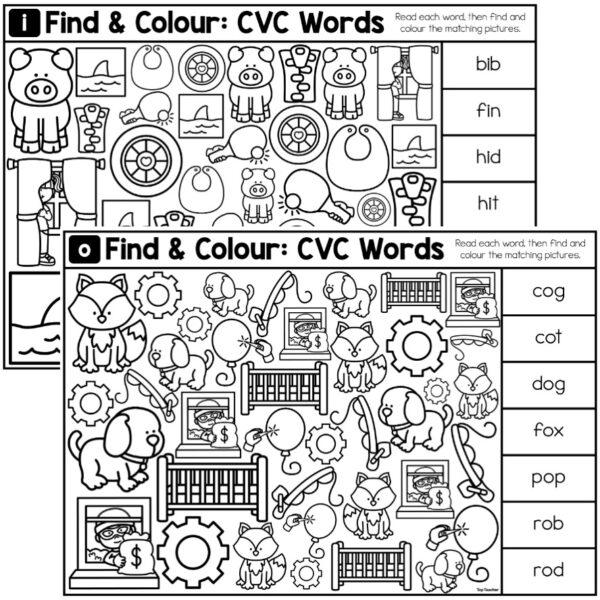Find, Colour & Write: CVC Words Worksheets - Top Teacher