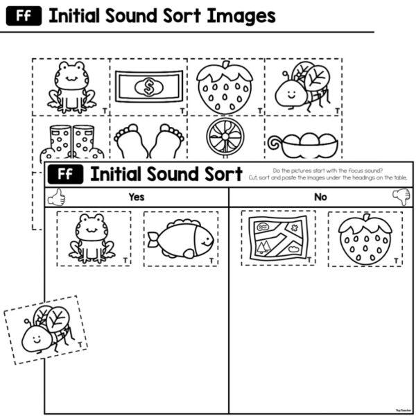 Initial Sound Sort Activity: Letter F - Top Teacher