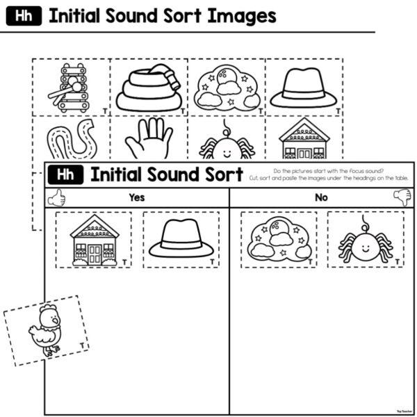 Initial Sound Sort Activity: Letter H - Top Teacher