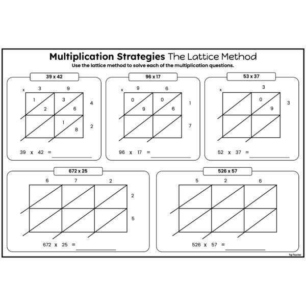 Multiplication Strategies: The Box Method Worksheets - Top Teacher