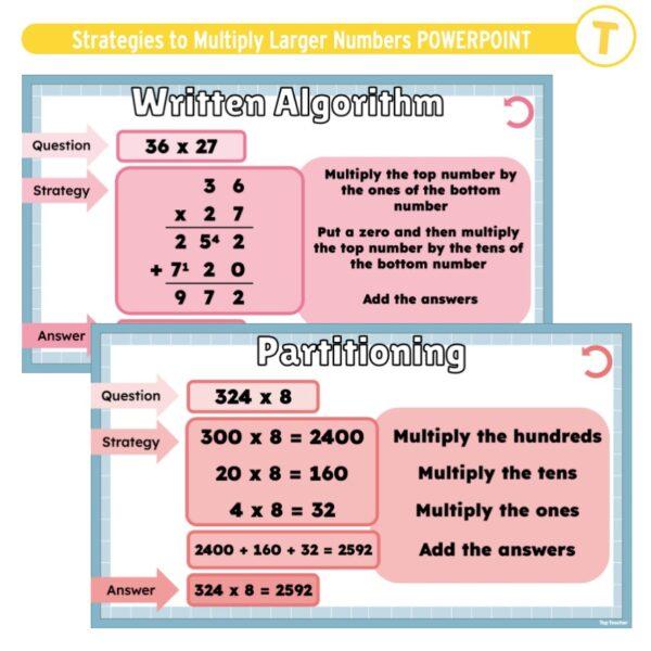 Strategies to Multiply Larger Numbers POWERPOINT - Top Teacher
