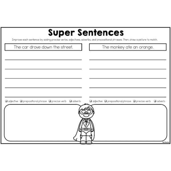 Precise Verbs: Improving Sentences Worksheets - Top Teacher