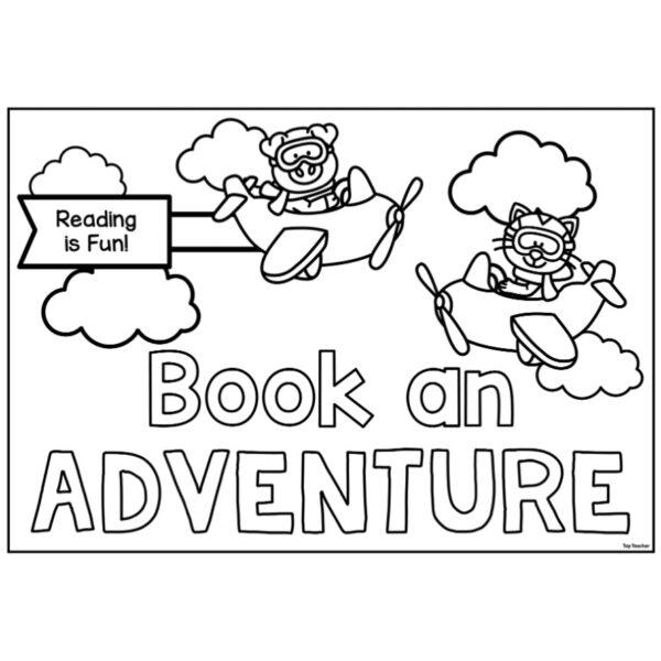 Book Week 2025: Book an Adventure Colouring Worksheet - Top Teacher