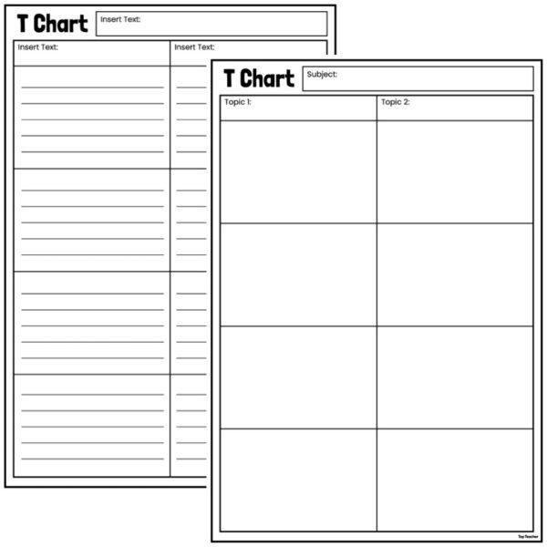 T Chart Graphic Organiser Templates - Top Teacher