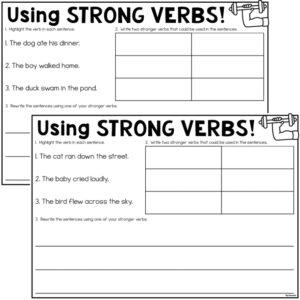Precise Verbs: Improving Sentences Worksheets - Top Teacher