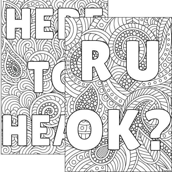 R U OK? Day Mindfulness Colouring Pages - Top Teacher