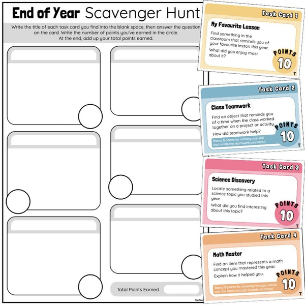 End of Year Scavenger Hunt - Top Teacher