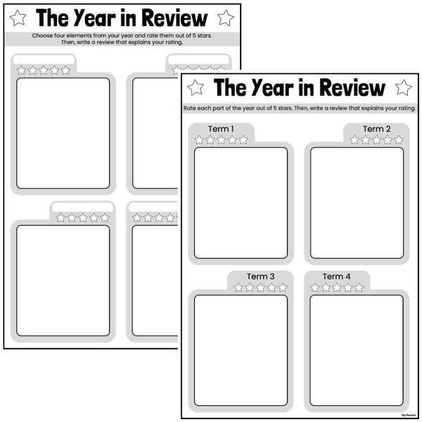 The End of Year in Review Worksheets - Top Teacher
