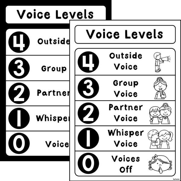 Voice/Noise Level Chart Monochrome - Top Teacher