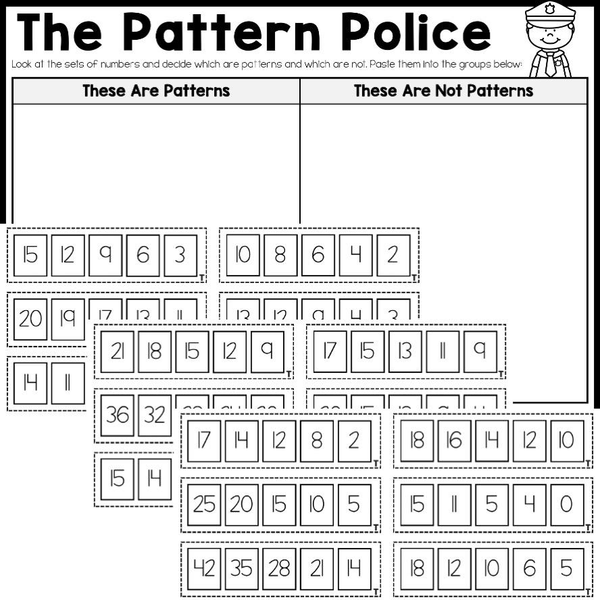 The Pattern Police: Decreasing Numbers Activity - Top Teacher