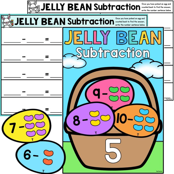 Easter Jelly Bean Subtraction Within 10 Activity - Top Teacher