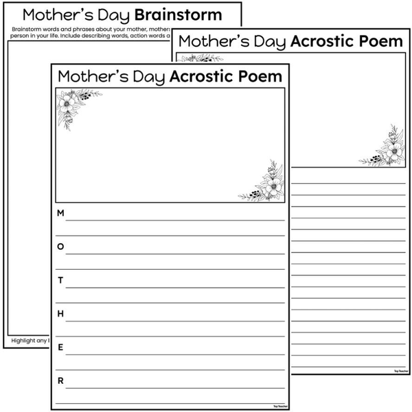 Mother’s Day: Acrostic Poem Templates - Top Teacher
