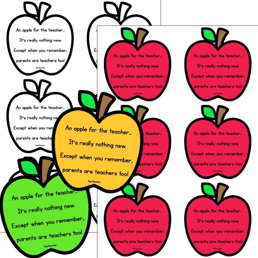 An Apple for the Parents: Back to School Gift Tag - Top Teacher