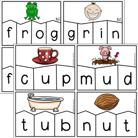CVC & CCVC Self-Correcting Word Puzzles - Top Teacher