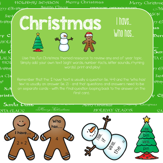 Christmas I Have, Who Has - Top Teacher